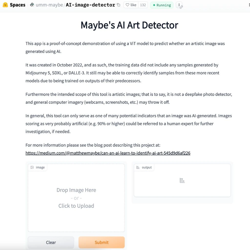 Hugging Face - AI Image Detector | DetectorTools.ai
